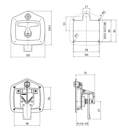 TALON Folding T Handle Lock | High Security Cylinder, Chrome